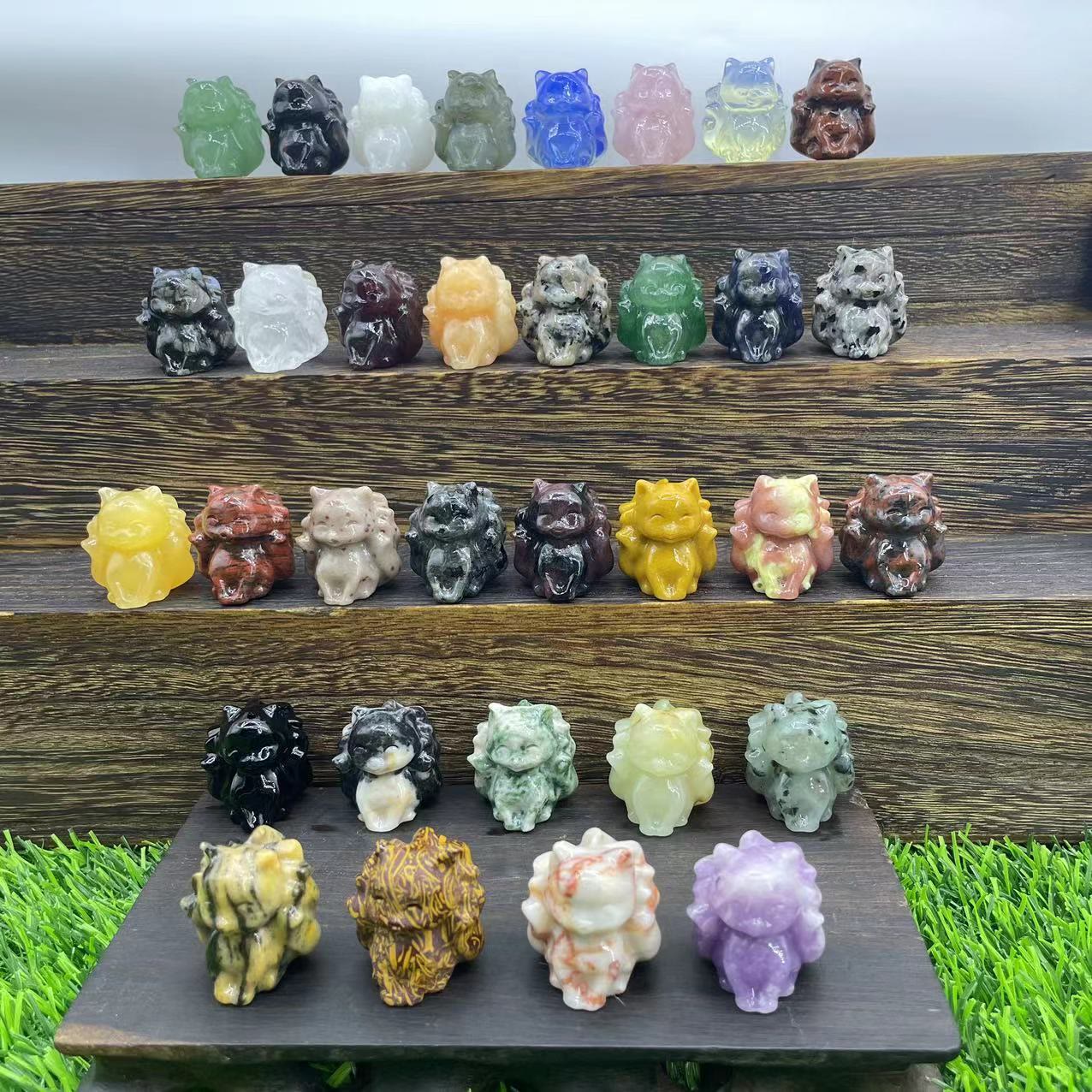 Olivenorma Natural Stone 3cm Nine Tailed Fox Gemstone Decoration – us ...