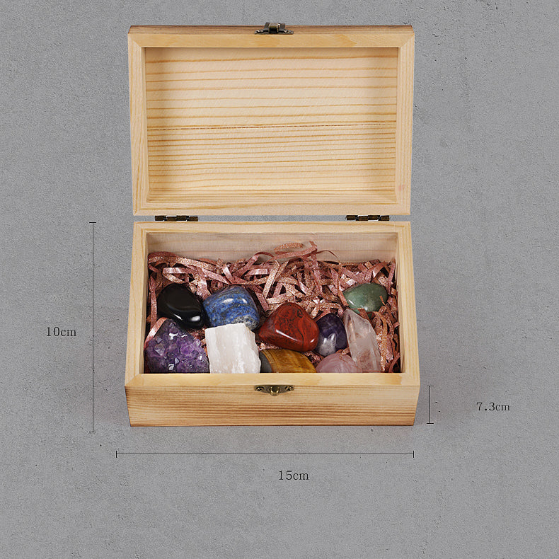 Olivenorma 11 Types Of Natural Stone Wooden Boxes Crystal Set – us ...