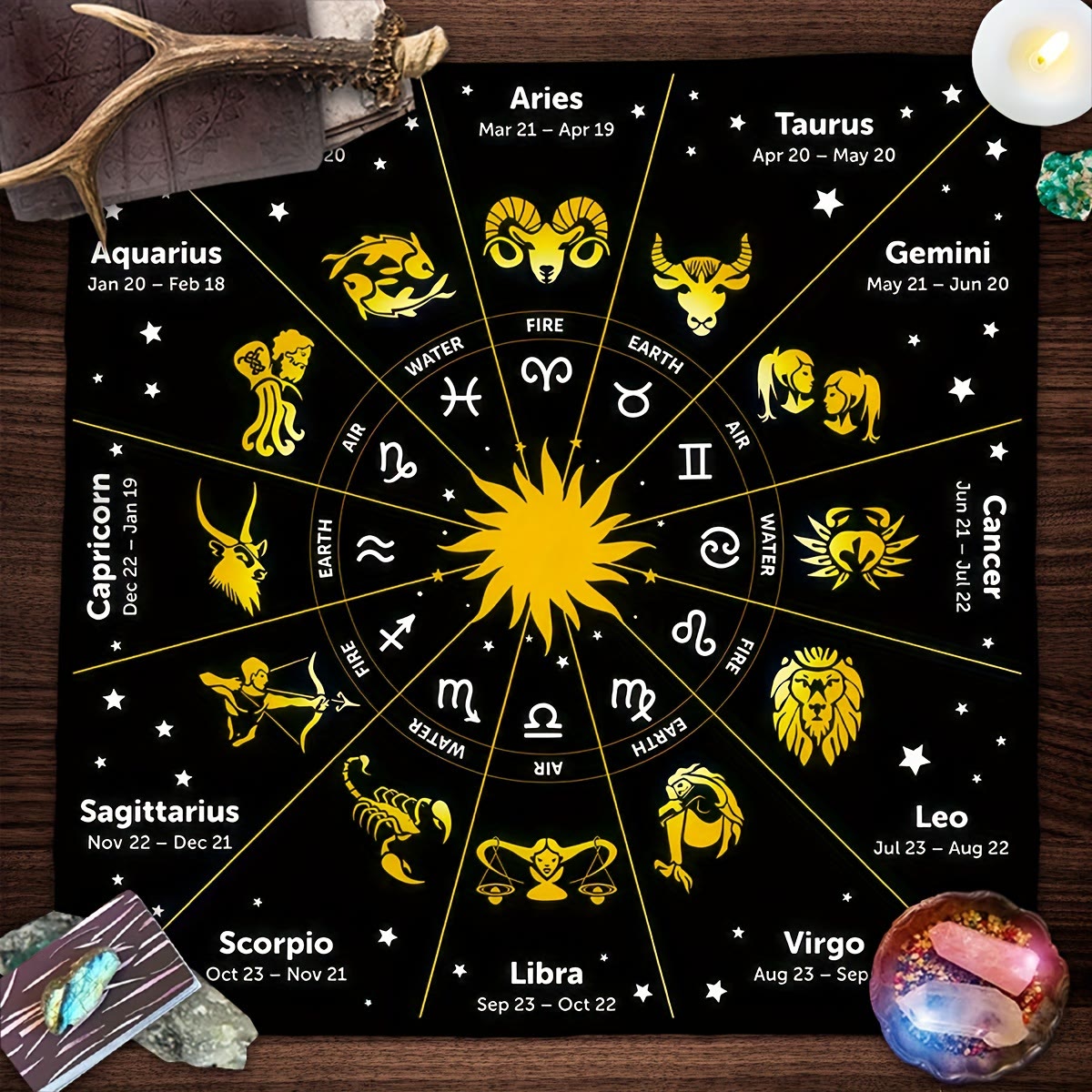 Olivenorma Zodiac 12 Constellations Divination Tarot Tablecloth – us ...