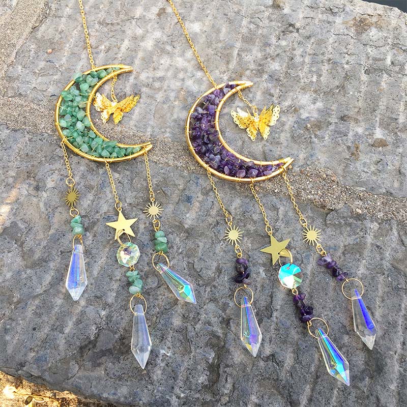 Olivenorma Natural Crystal Chips Moon Suncatcher Wind Chime – us.olivenorma
