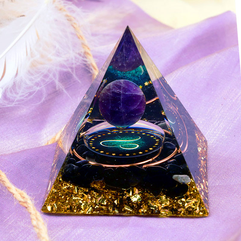 Olivenorma Amethyst Sphere With Obsidian Zodiac Leo Orgone Pyramid – us ...