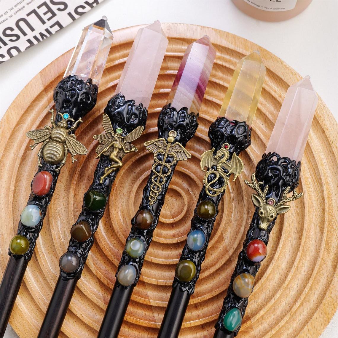 Olivenorma Natural Stone Magic Column Cosplay Halloween Crystal Wands ...